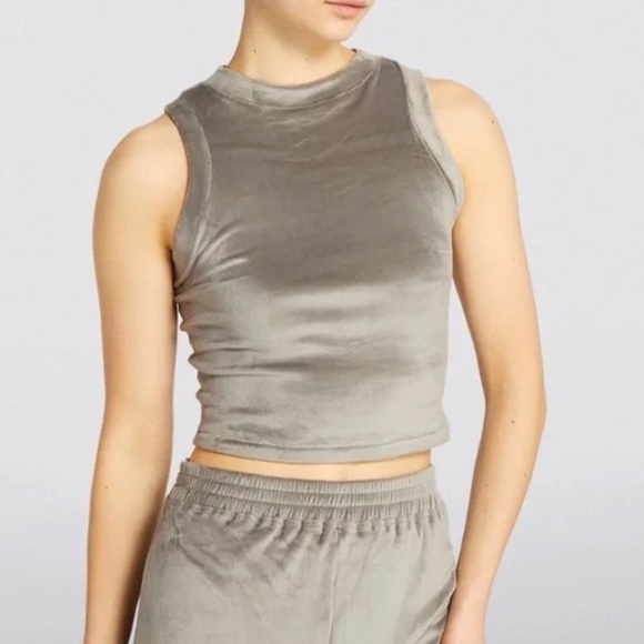 SKIMS | Tops | Nwt Skims Womens Velour Crew Neck Tank In Smoke Gray ...